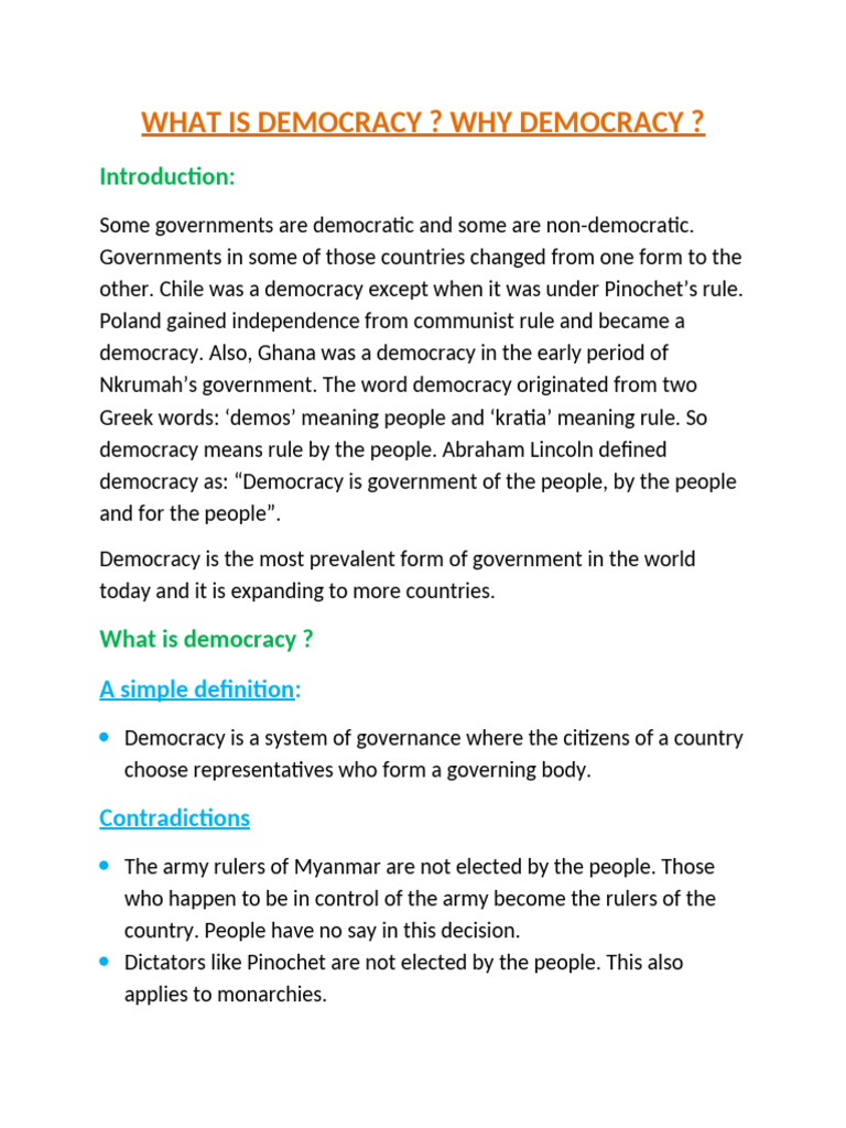 9 - Sos WHAT IS DEMOCRACY WHY DEMOCRACY - Notes | PDF | Democracy ...