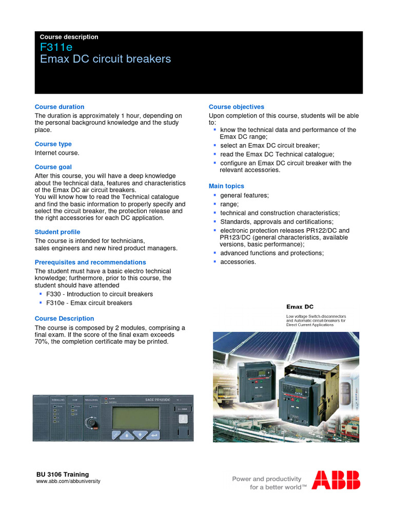 F311e - Emax DC Circuit Breakers | PDF