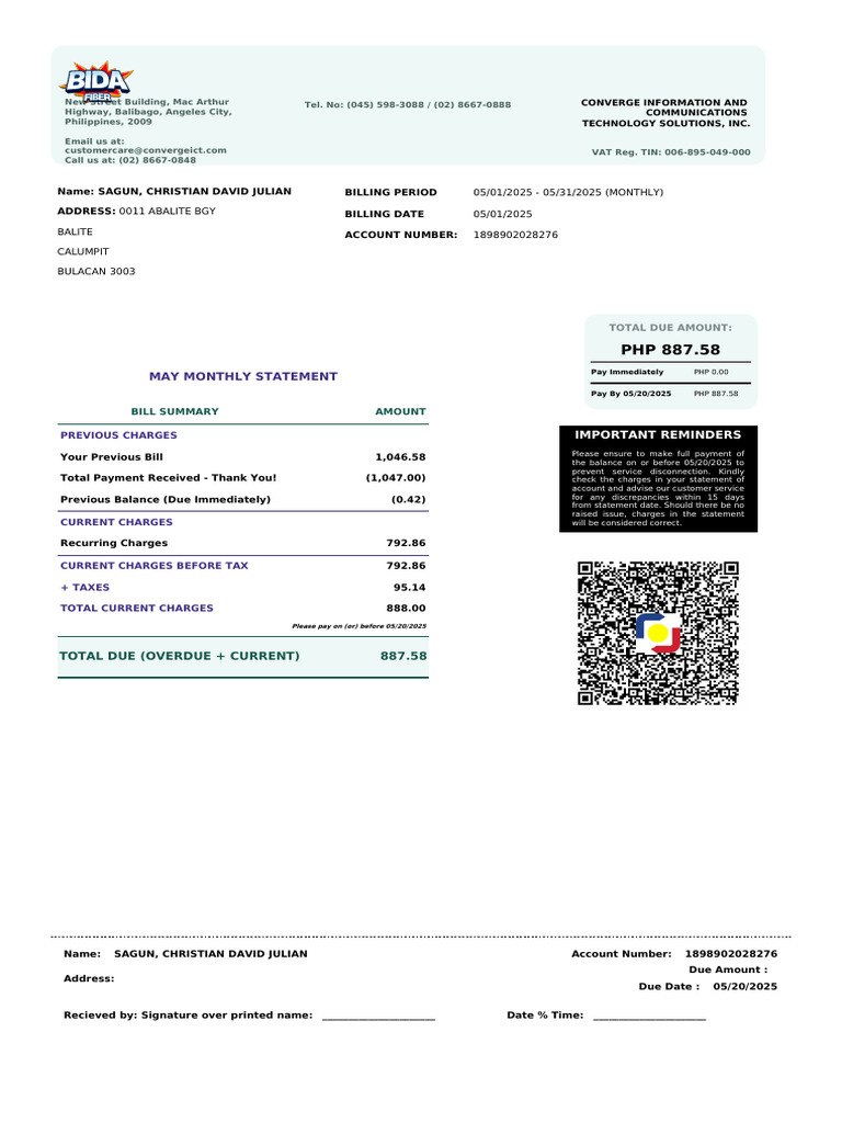 May 2025 Billing Statement for SAGUN | PDF | Taxes | Economies
