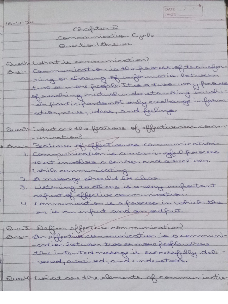 Part-A Chapter-2 (Communication Cycle) | PDF