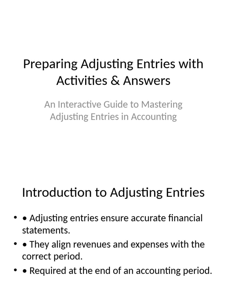 Preparing Adjusting Entries With Activities and Answers | PDF | Debits ...