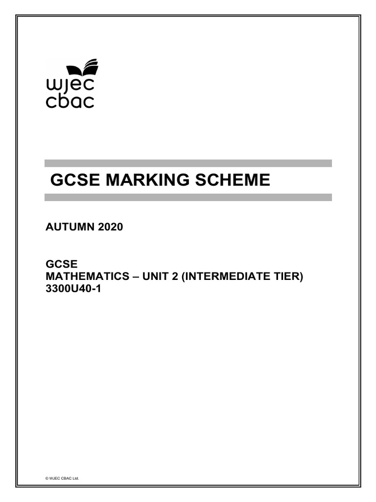 Gcse Marking Scheme: AUTUMN 2020 | PDF | Arithmetic | Mathematics