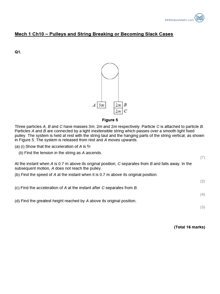 Pulleys and Motion Dynamics Analysis | PDF | Tension (Physics) | Mechanics