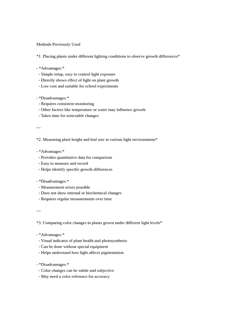 Plant Growth Under Different Light Conditions | PDF