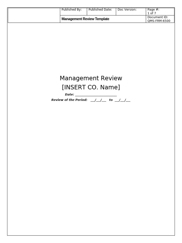 Management Review Template | PDF | Quality Management System | Internal ...