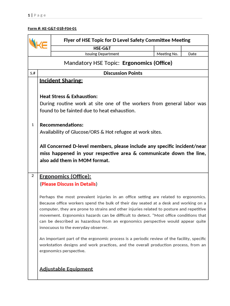 29th Flyer For HSE Topics D-Level Safety Committee (BU-G&T) | PDF ...