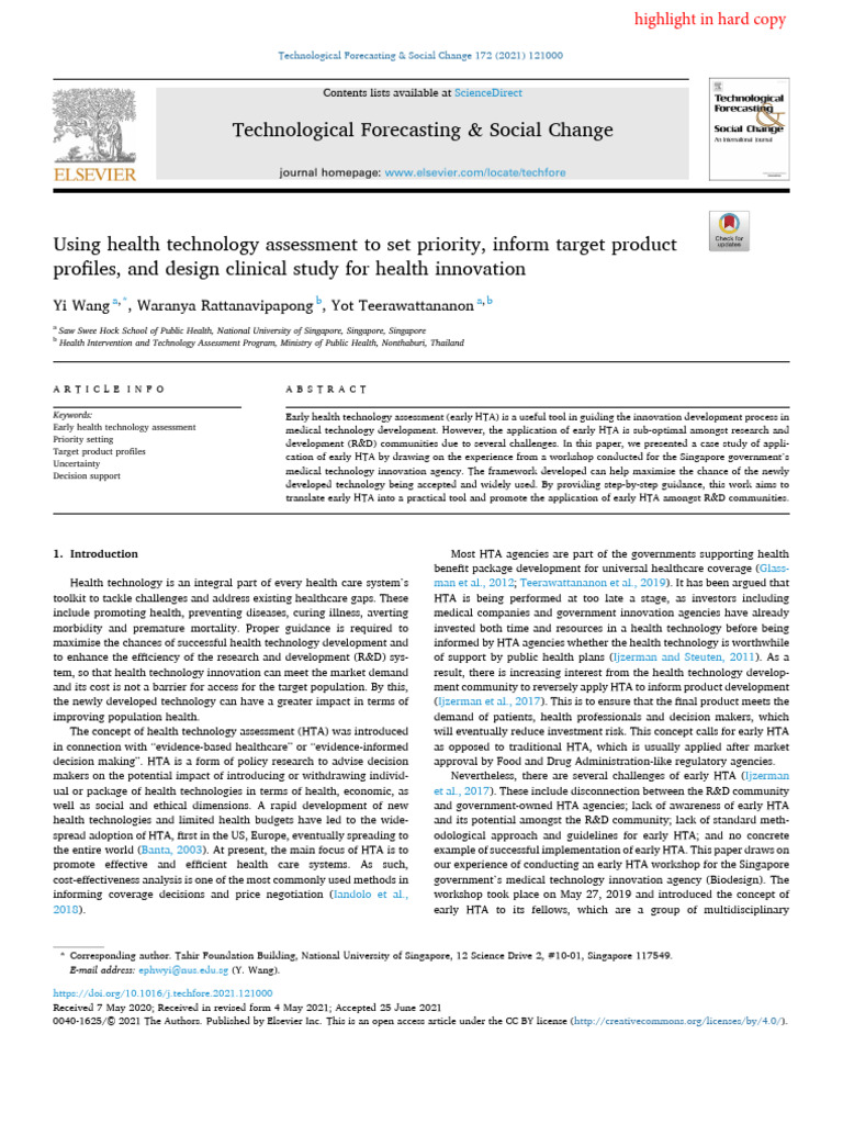 Wang Et Al. 2021 Using Health Technology Assessment To Set Priority ...