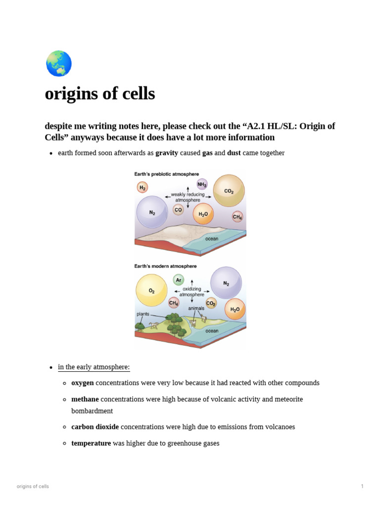 Origins of Cells and Abiogenesis | PDF | Abiogenesis | Cell (Biology)