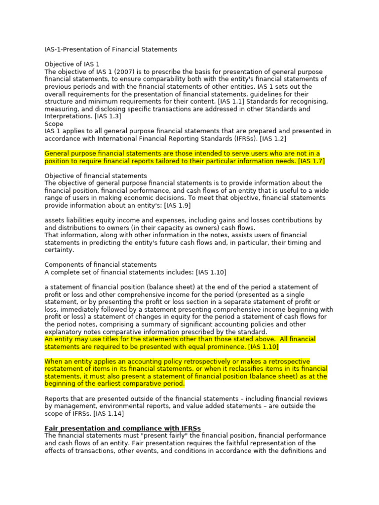 IFRS Summary | PDF | International Financial Reporting Standards ...