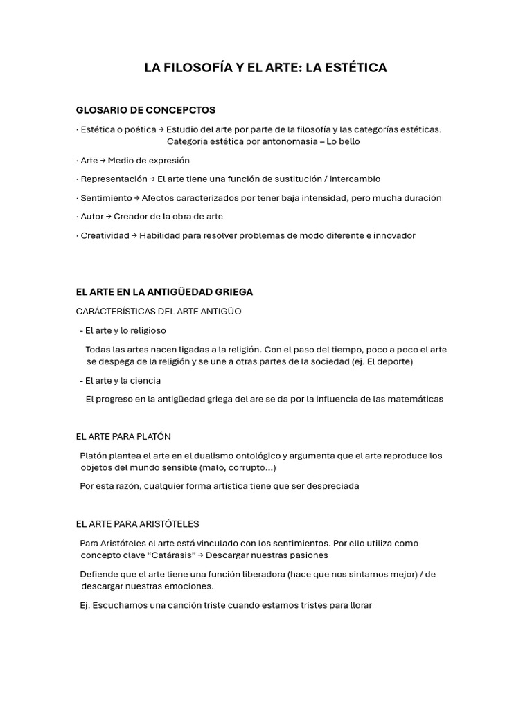 Filosofía y Estética del Arte a lo Largo del Tiempo | PDF | Estética ...