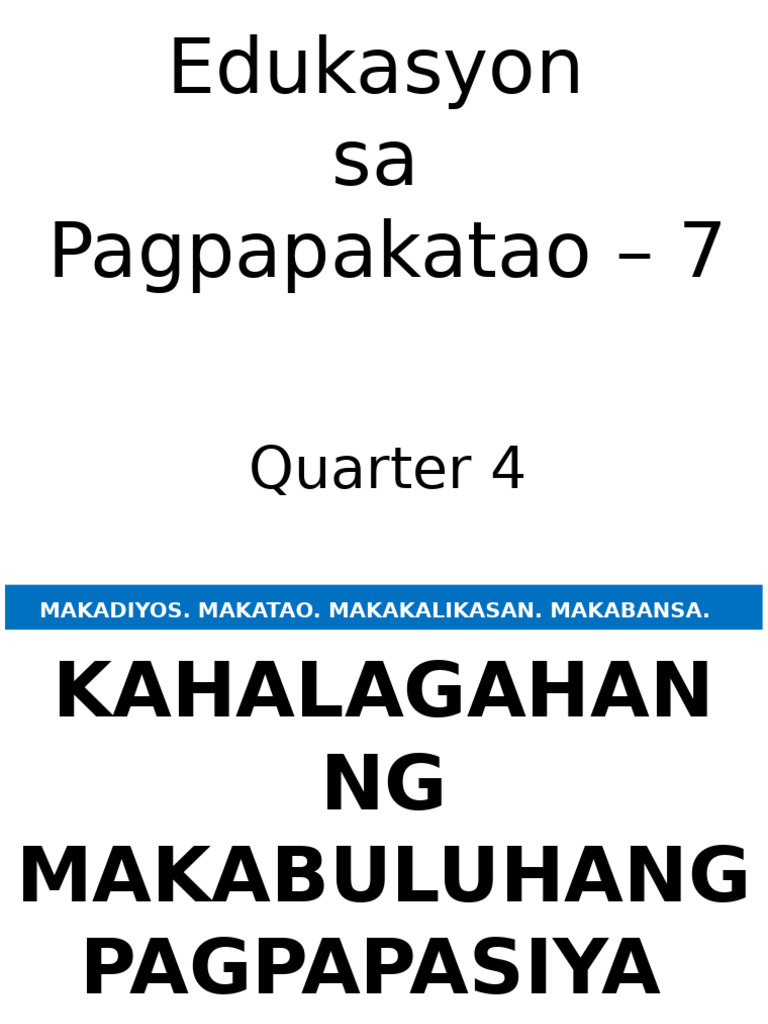 EsP 7 Quarter 4 | PDF