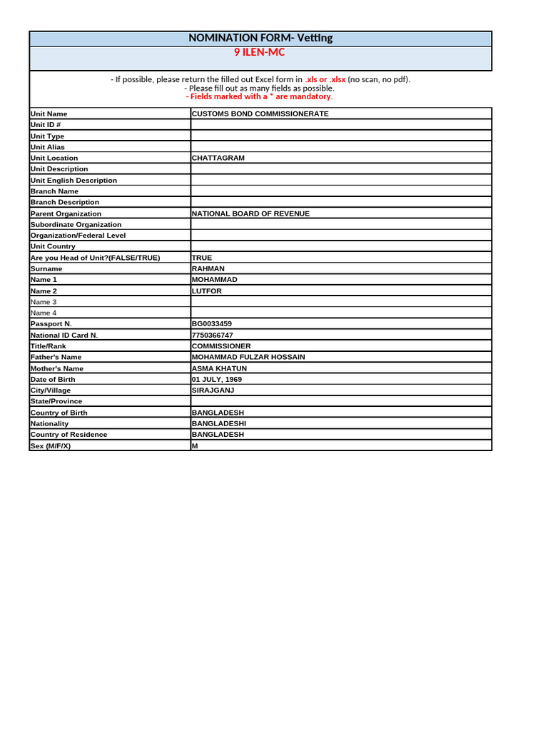 Leahy Vetting Form | PDF