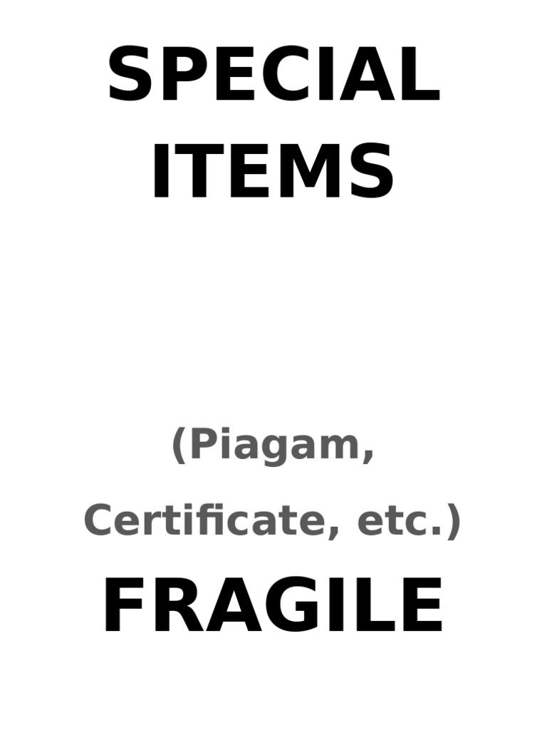 Special Items Print | PDF
