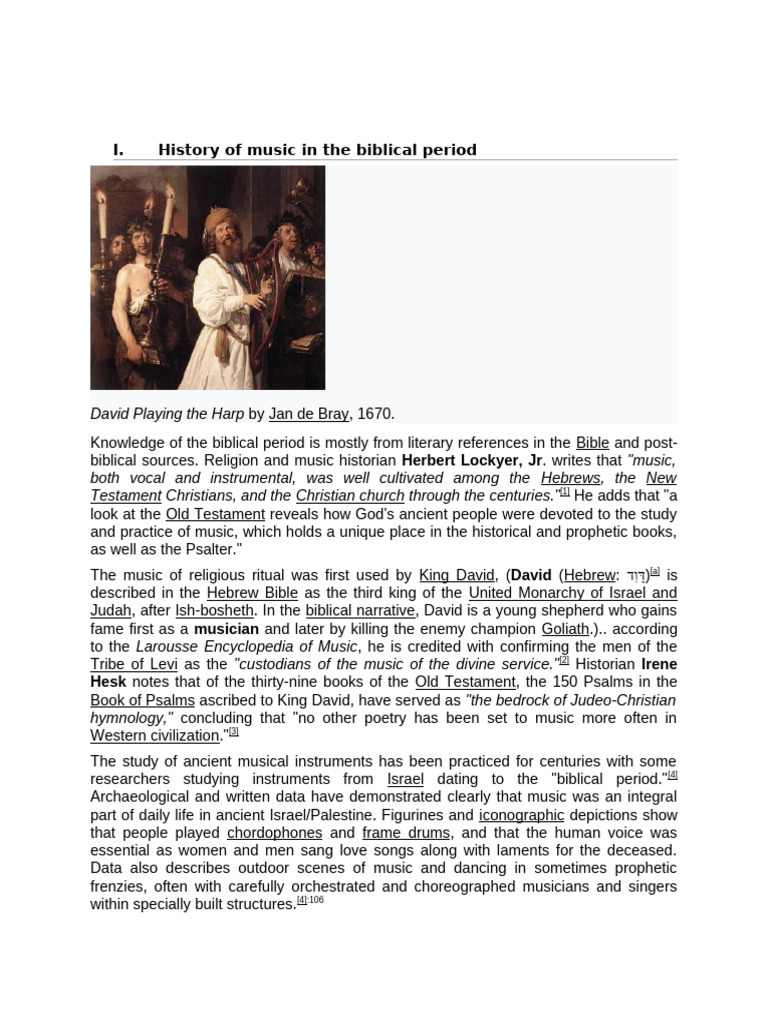 Biblical Music History Overview | PDF | Musical Instruments | Bible