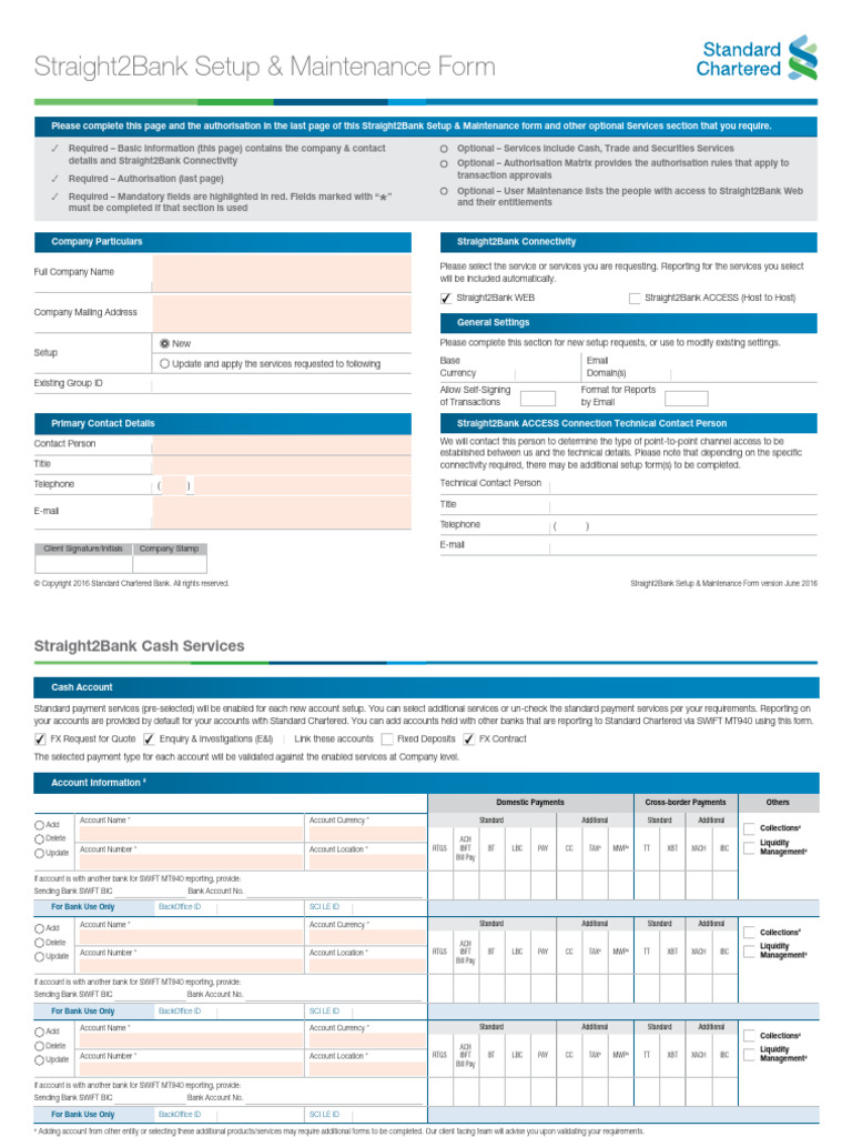 Straight2Bank Setup Form 2016 Cash | PDF | Banks