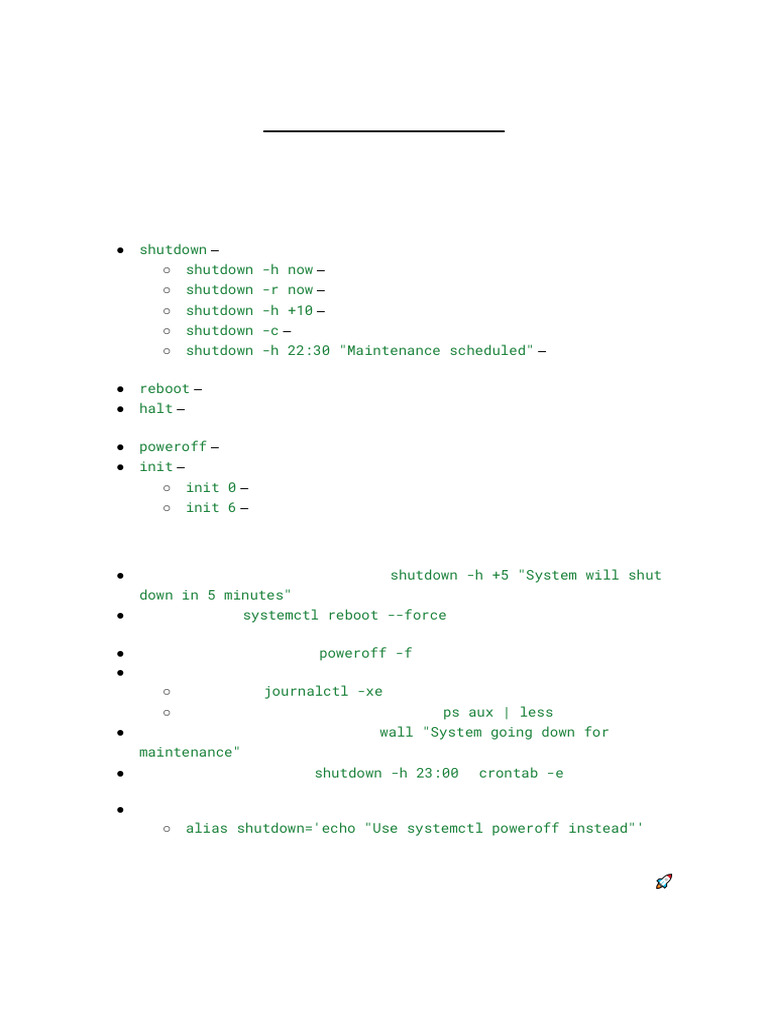 Linux System Shutdown and Reboot | PDF