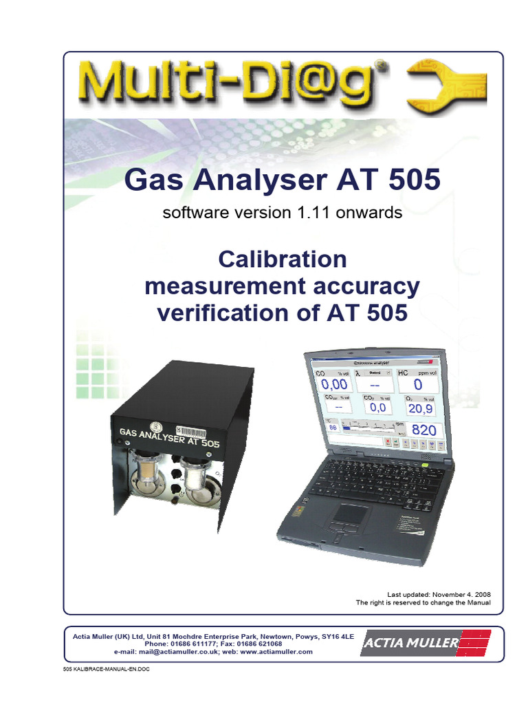 ENG Actigas AT505 Calibration Manual ENG 04112008 | PDF | Calibration ...