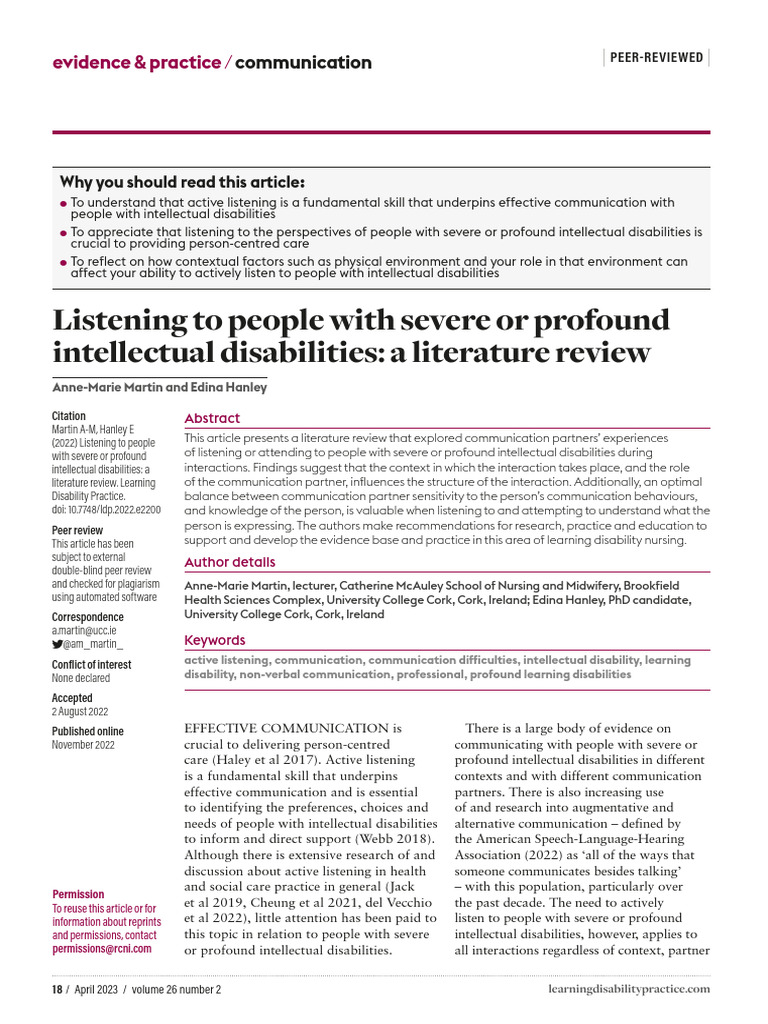 Listening Strategies for Intellectual Disabilities | PDF ...