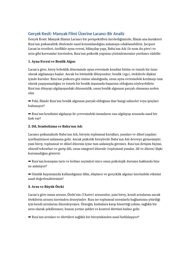 Gerçek Kesit Manyak Analizi | PDF