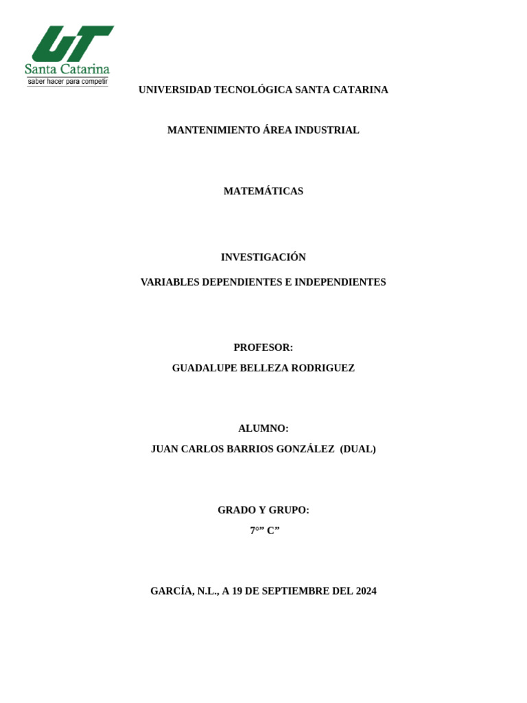 Variable Dependiente E Independiente Pdf