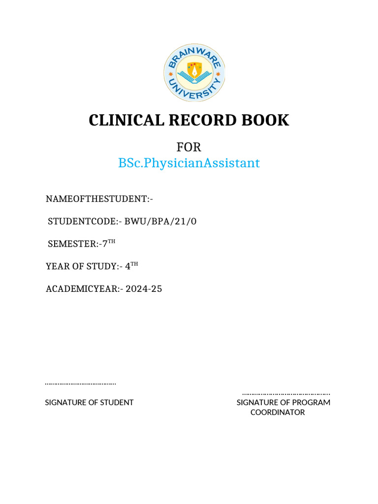 Clinical Log Book Cover Page | PDF