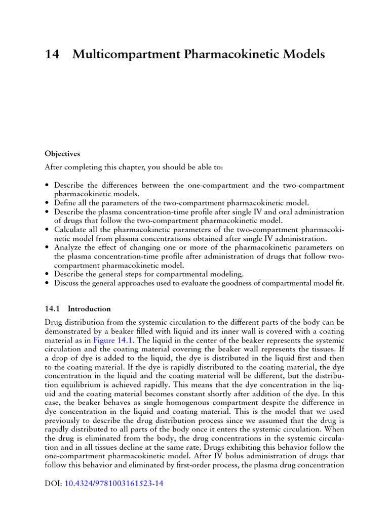 Two Compartment Model | PDF | Pharmacokinetics | Products Of Chemical ...