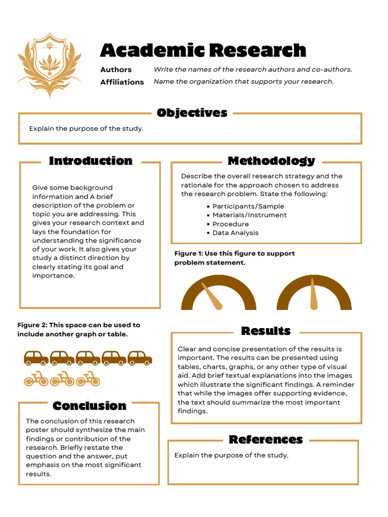 Academic Research Poster in White and Gold Minimalist Style PDF | PDF