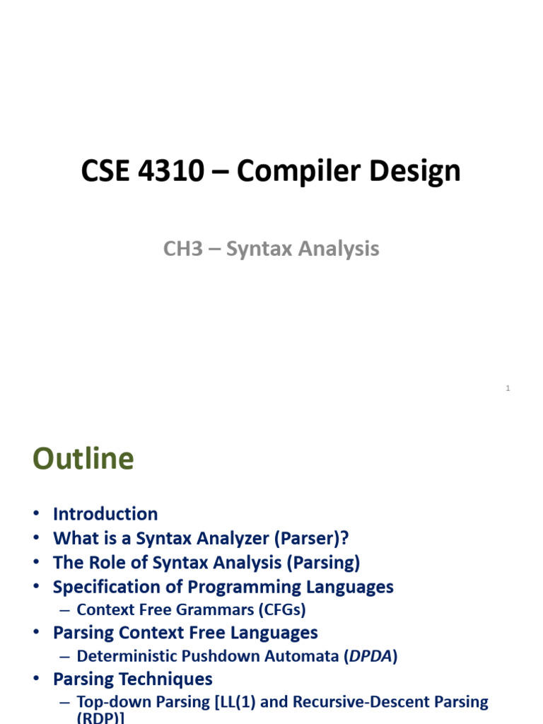 CD - CH3 - Syntax Analysis(Parsing) | PDF | Parsing | Theoretical Computer Science