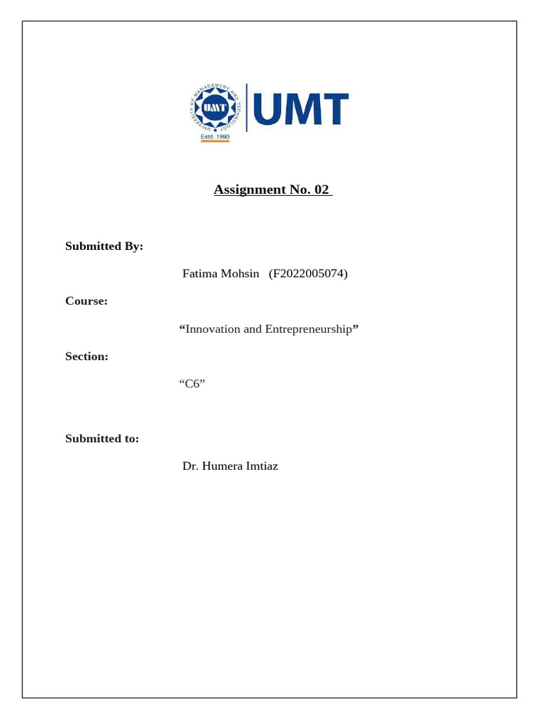 Assignment No. 02 - Entrepreneurship | PDF