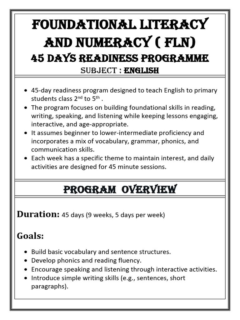 45-Day English Readiness Program | PDF | Phonics | English Language