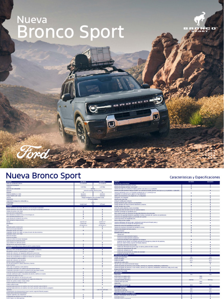 Bronco Sport Ficha Tecnica | PDF | Airbag | Tracción en las cuatro ruedas