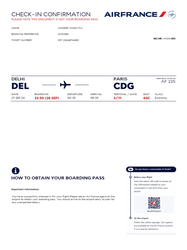 Check in Confirmation | PDF