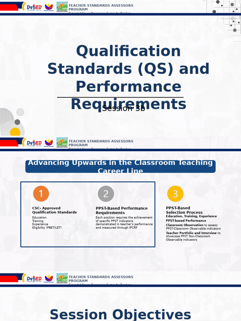 Session 3b - Qualification Standards and Performance Requirements | PDF | Teachers | Academic Degree