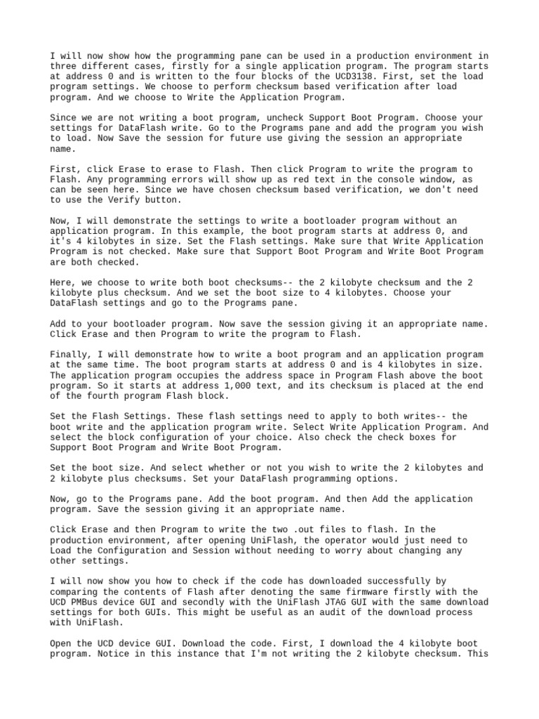 Using JTAG With The UCD3138 The GUI With The Uniflash in Production Environment - Transcript ...