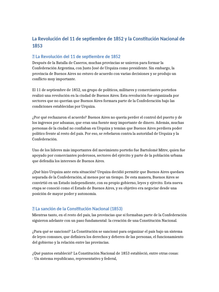 Revolucion 1852 Constitucion 1853 6to Grado | PDF | Constitución ...