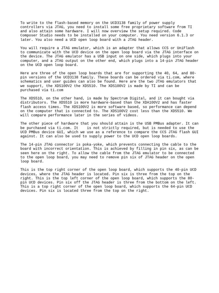 Using JTAG With The UCD3138 Introduction - Transcript | PDF | Usb ...