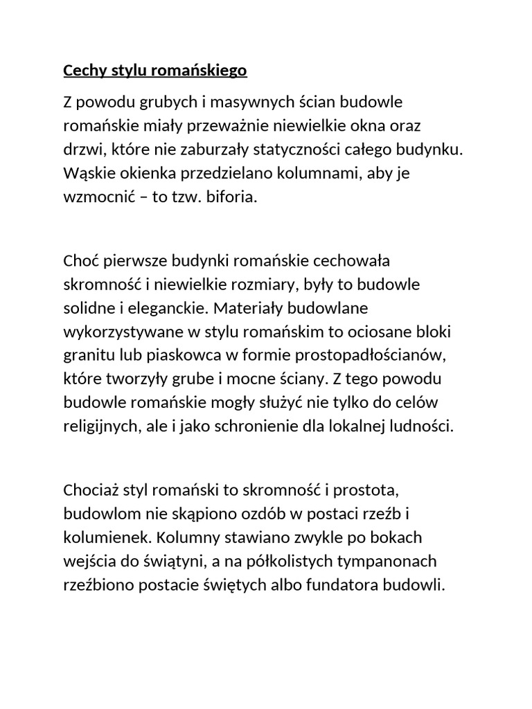 Cechy Stylu Romańskiego | PDF
