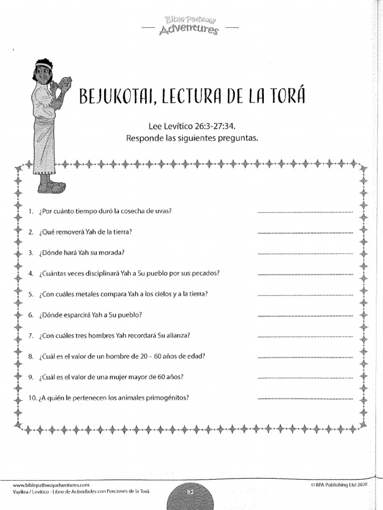 Actividades Ninos Parasha 33 Bejukotai | PDF