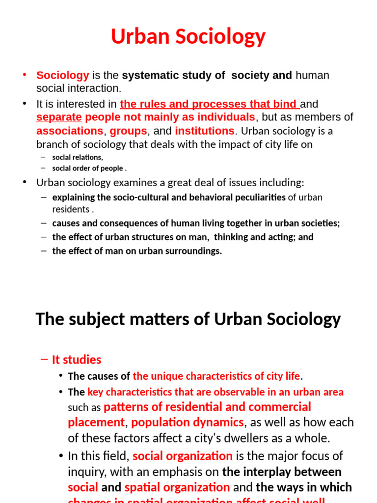 Urban Sociology: Issues and Insights | PDF | Sociology | Society