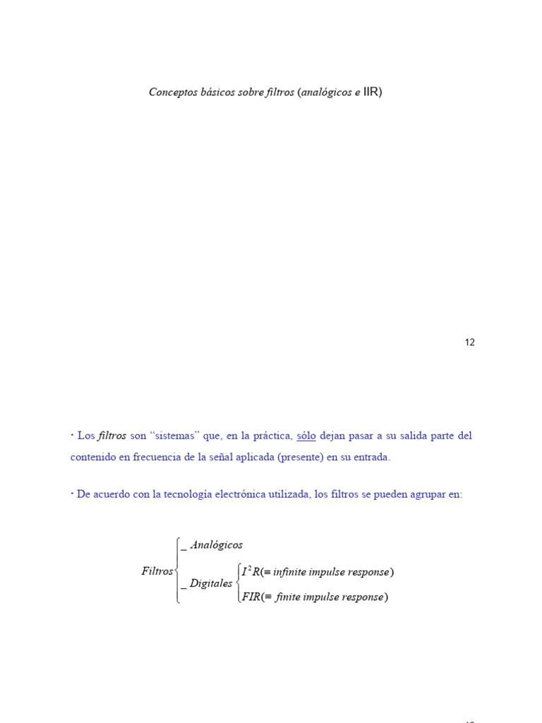 Conceptos Básicos Sobre Filtros Analógicos y Digitales IIR | PDF | Filtro electronico | Señal ...