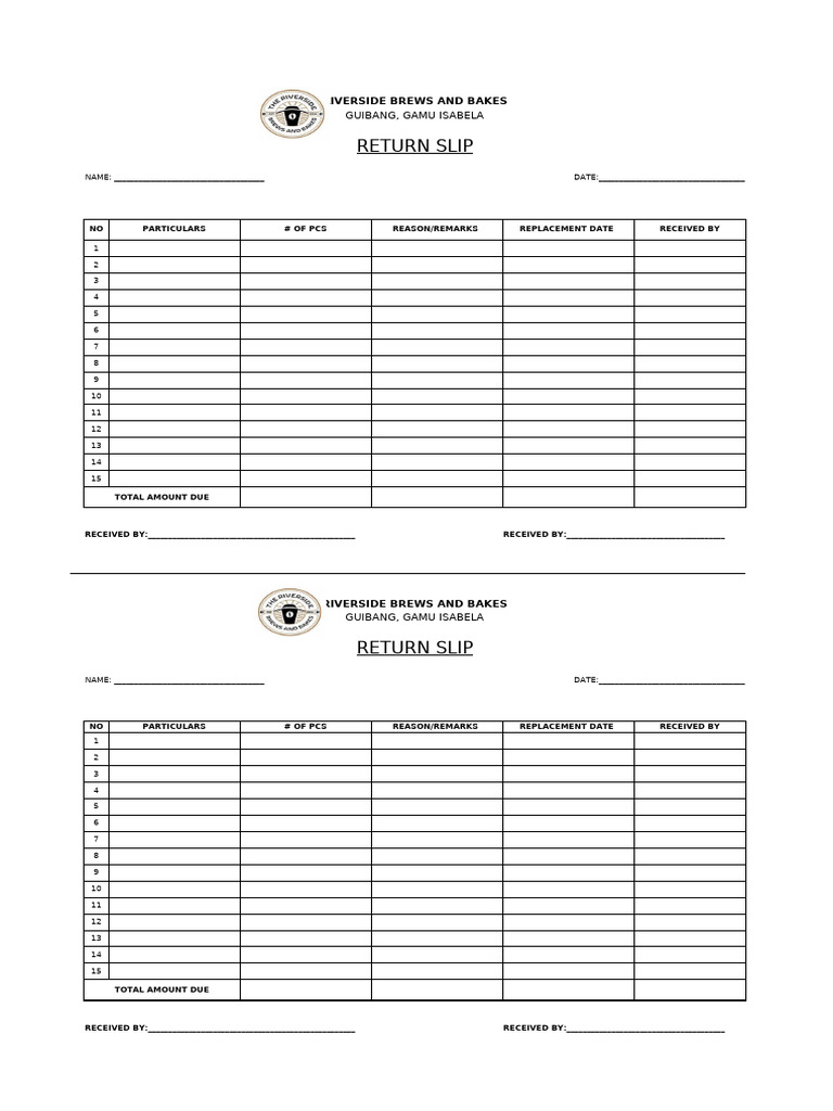 Return Slip | PDF