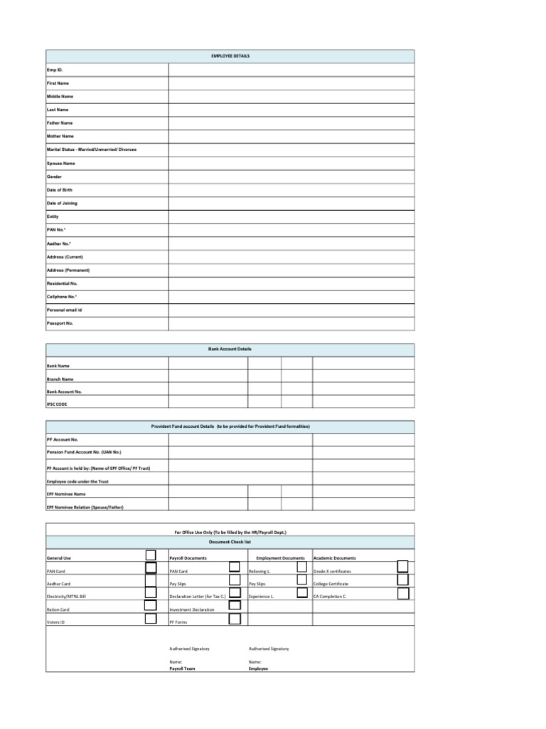 Employee Information and Document Checklist | PDF