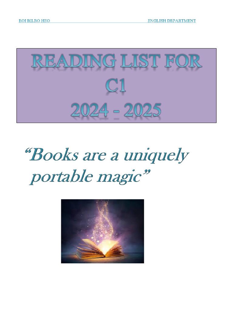 Reading List For c1 2024-2025 | PDF