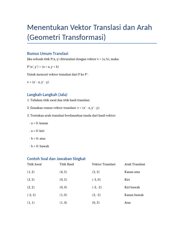 Vektor Translasi dan Arahnya | PDF