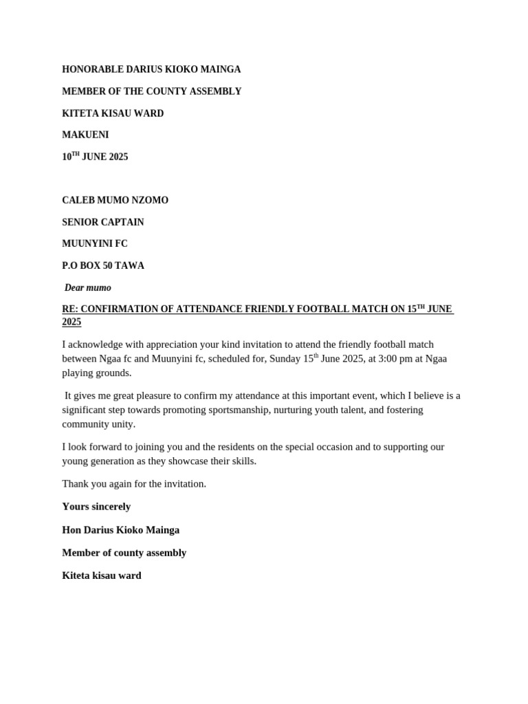 Attendance Confirmation Letter | PDF