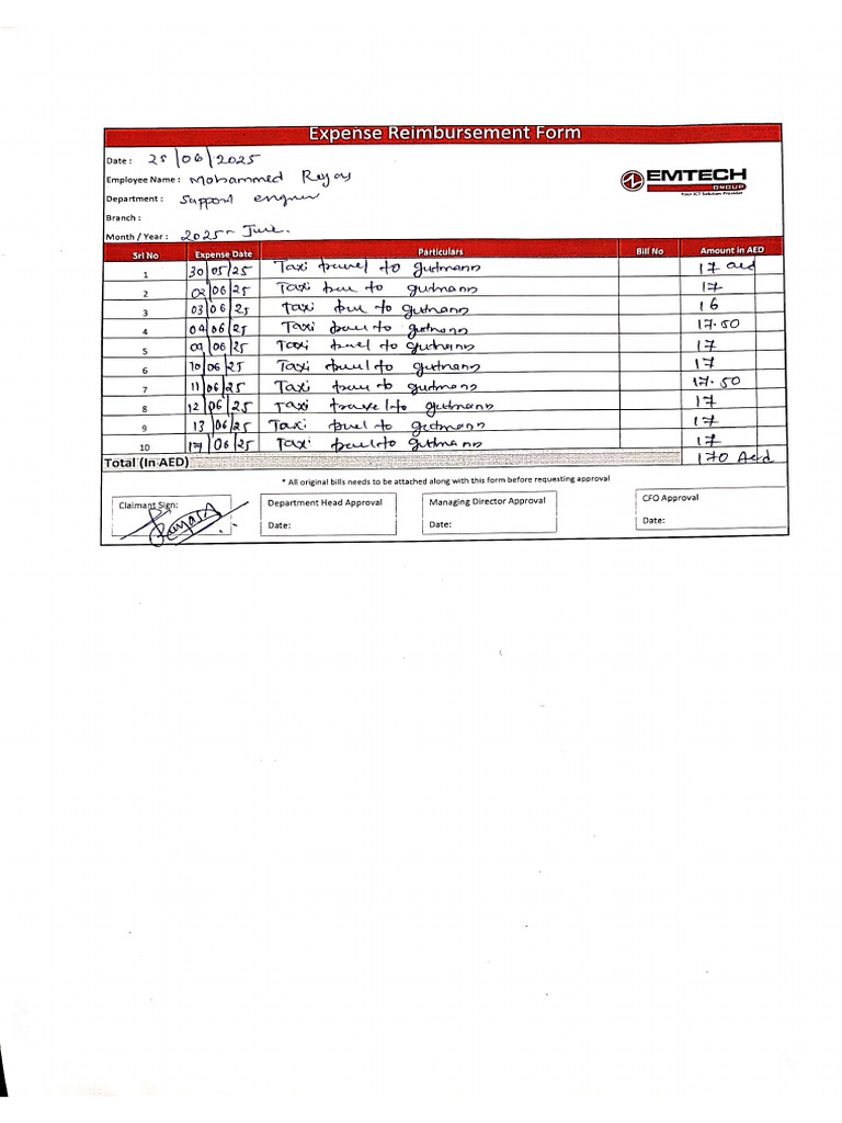 June Month 2025 Expense Bill | PDF