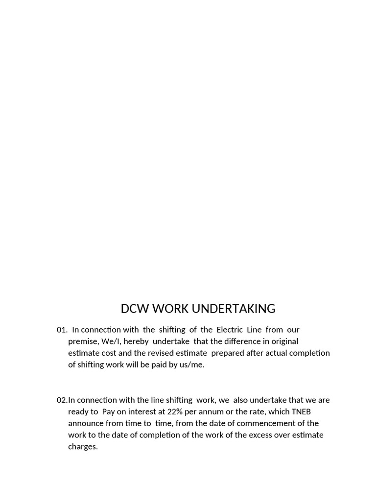 DCW Work Undertaking | PDF