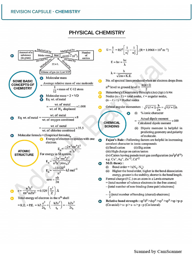 Chemistry Formula Sheet | PDF