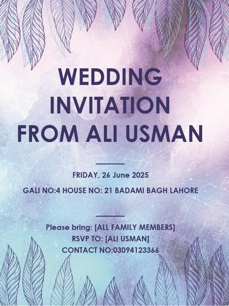 Wedding Invitation from Ali Usman | PDF