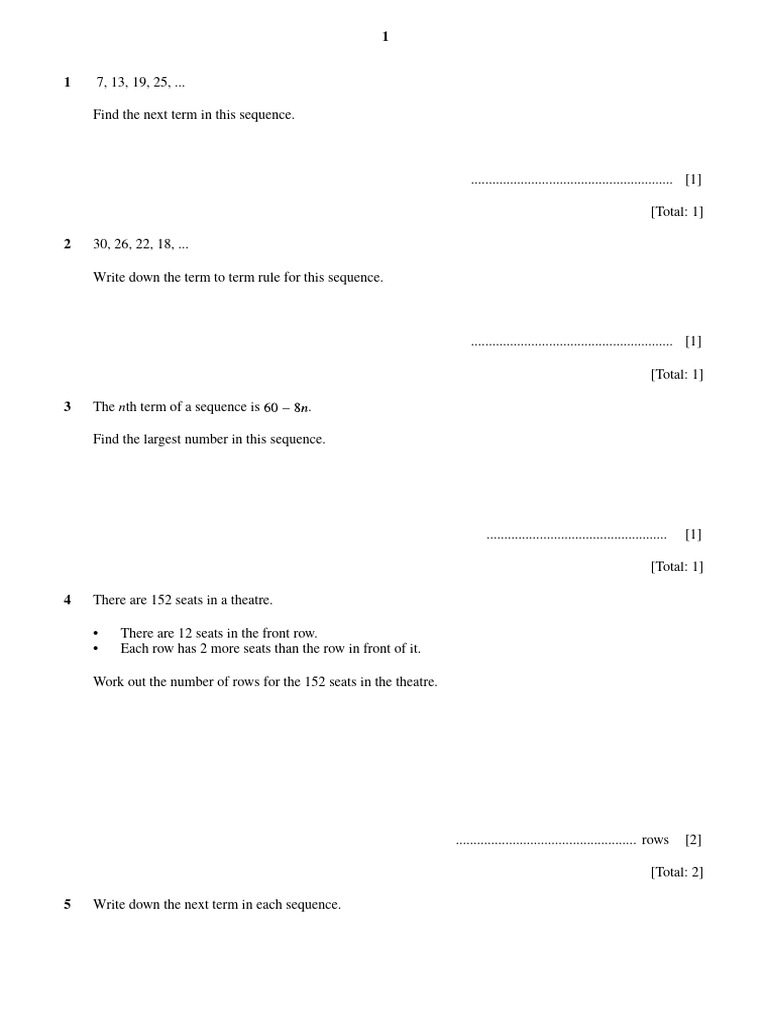 1328697595-Sequence Worksheet | PDF | Mathematics | Mathematical Analysis